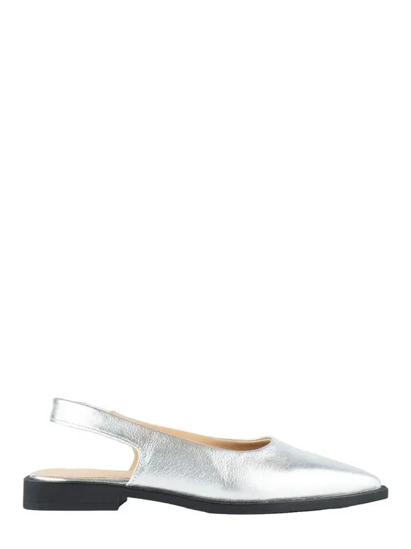 SUMMERY COPENHAGEN Cph416 Leather Slingback Flats - Silver