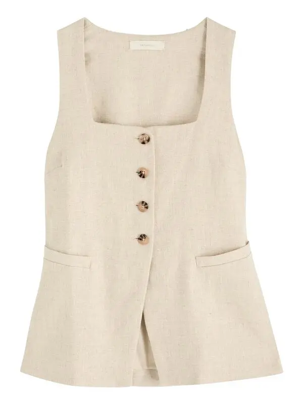 Faithfull The Brand Jackie Button-up Linen Top - Natural