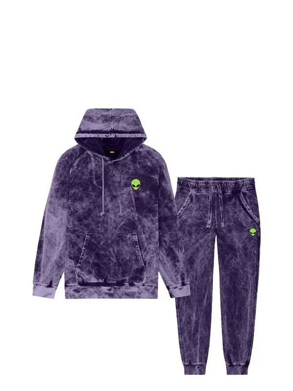 DALIX Alien Design Fleece Sweatsuit - Purple