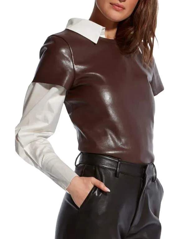 AS By DF Recycled Leather Tee - Mahogany