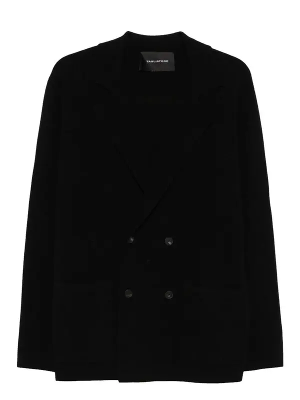 Tagliatore Knit Double-breasted Jacket - Black