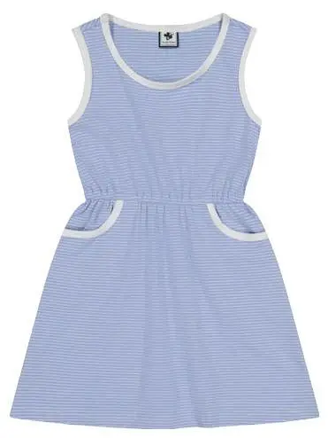 Busy Bees Ruby Mini Stripe Pocket Dress - Cornflower Blue Mini Stripe