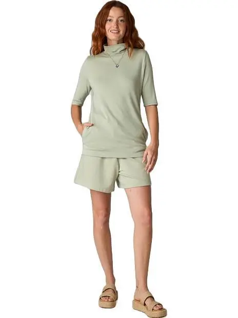 EAVOLU Acadia Aspen Eco-luxe Rib Short-sleeve Top - Fern