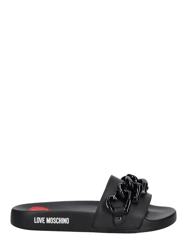 Moschino Chain-detail Slides - Black