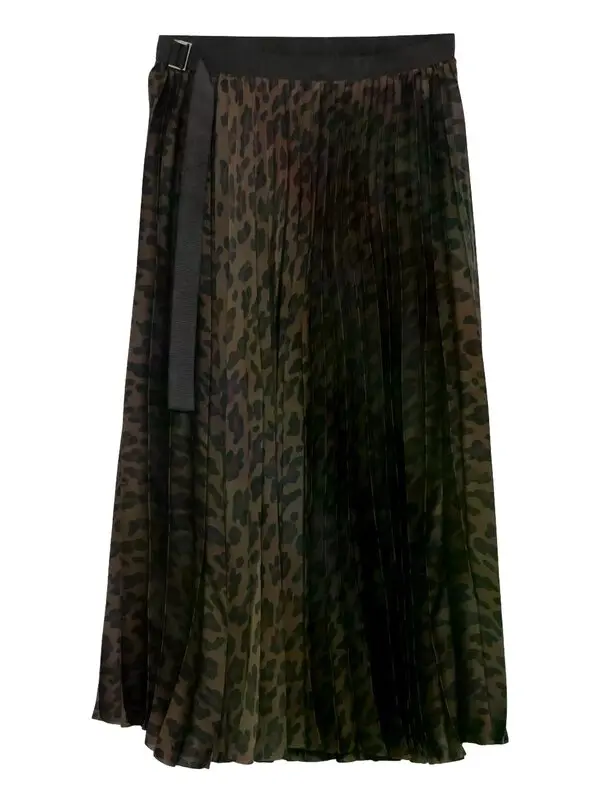 Sacai Leopard-print Midi Skirt - Brown