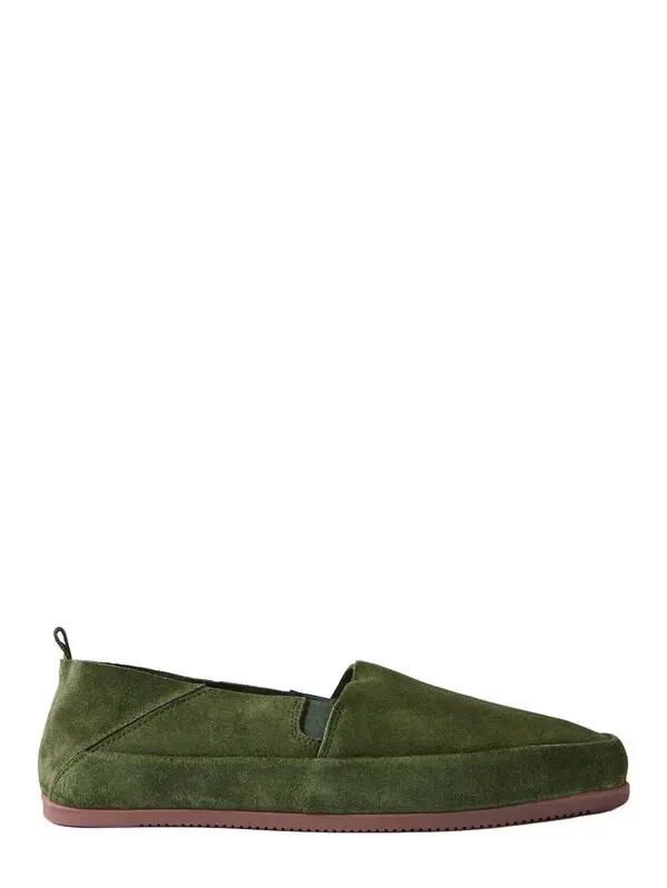 Mulo Collapsible-heel Suede Loafers - Green