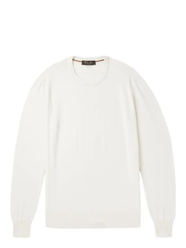 Loro Piana Cotton And Silk-blend Piqué Sweater - White