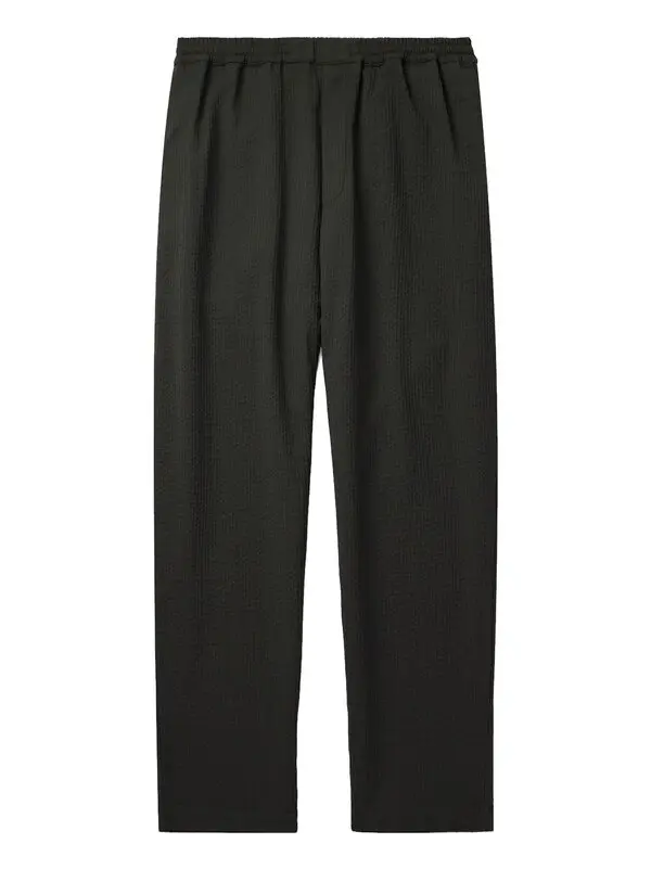 A KIND OF GUISE Banasa Tapered Wool-seersucker Trousers - Green