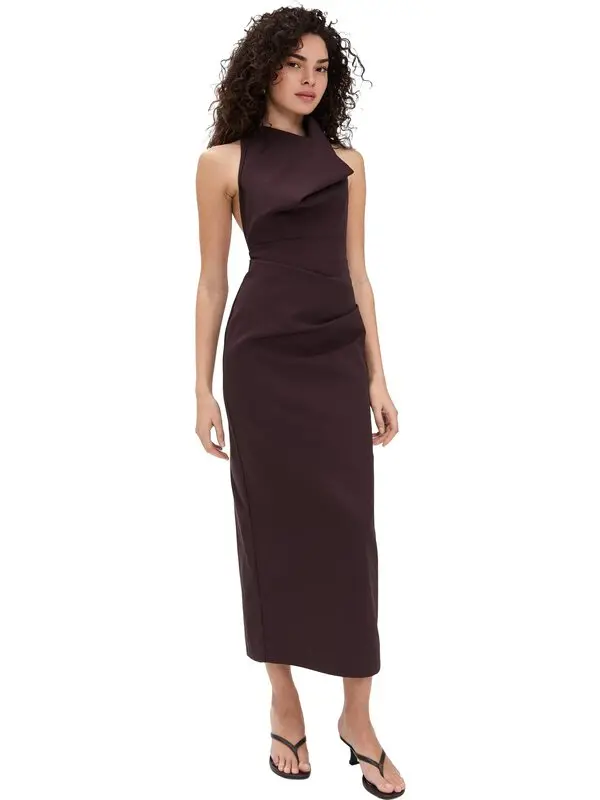 ST. AGNI Structural Tie Maxi Dress - Port