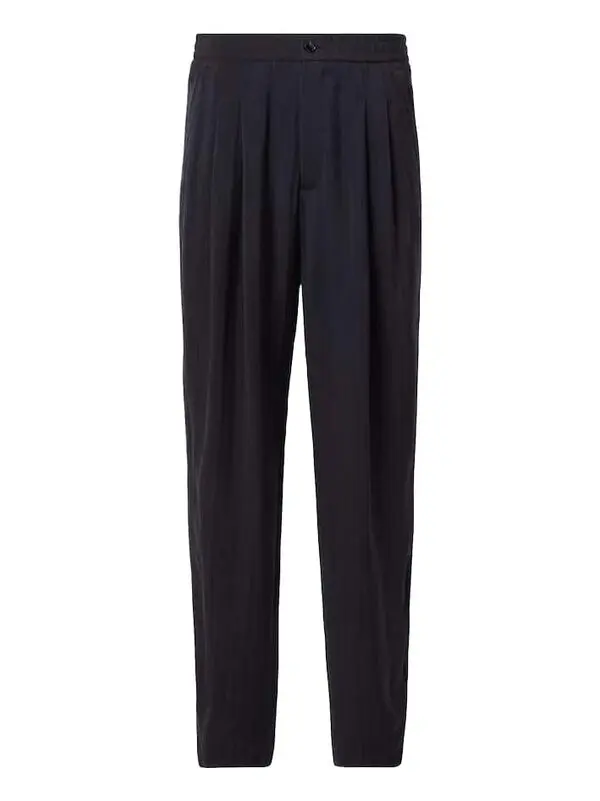 Giorgio Armani Pleated Tapered Trousers - Blue