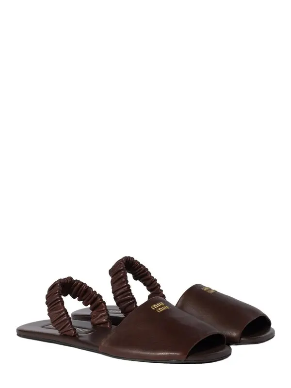 Miu Miu Ruches Nappa Leather Sandals - Briarwood