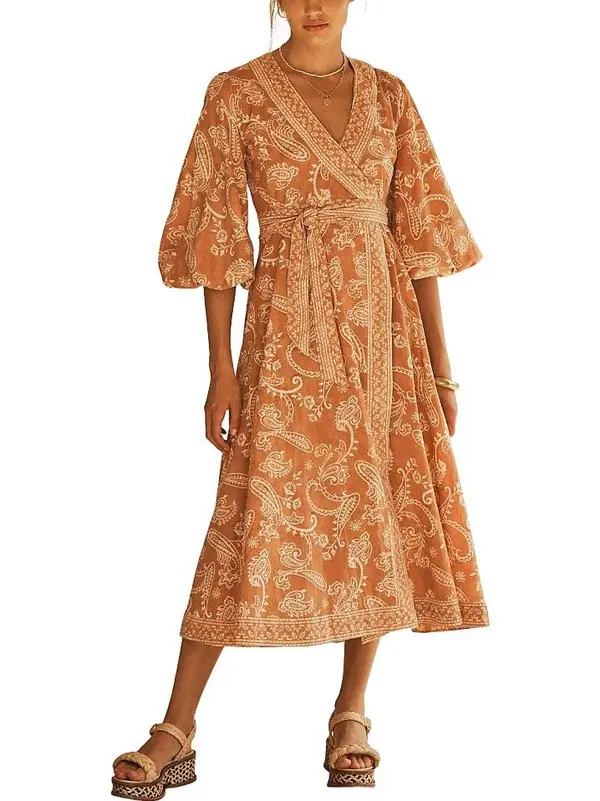 AUR OCEA Buta Maxi Wrap Dress - Multicolour