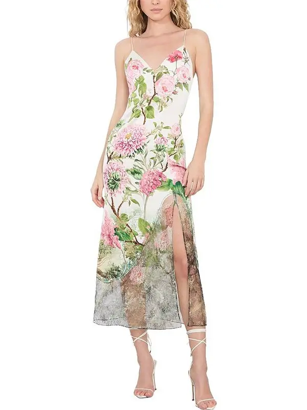 Alice + Olivia Julietta Cutaway Lace Trim Dress - White Floral