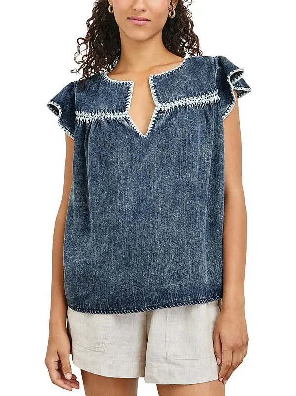 Rails Tafia Relaxed Fit Cap Sleeve Top - Classic Blue