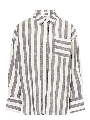 4TH & RECKLESS Rio Oversized Linen-blend Shirt - Stripe