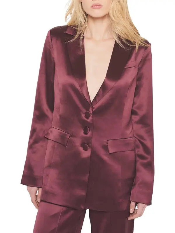 AS By DF Collins Satin Boyfriend Blazer - Decadent Wine