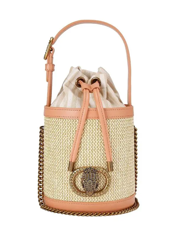 Kurt Geiger Small Chelsea Woven Bucket Bag - Open Beige