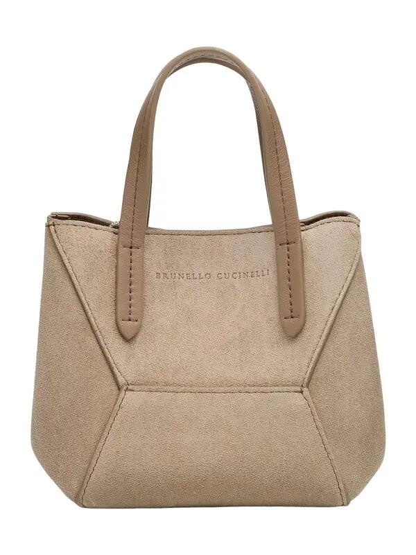 Brunello Cucinelli Essense Monili Leather Top-handle Bag - Ice