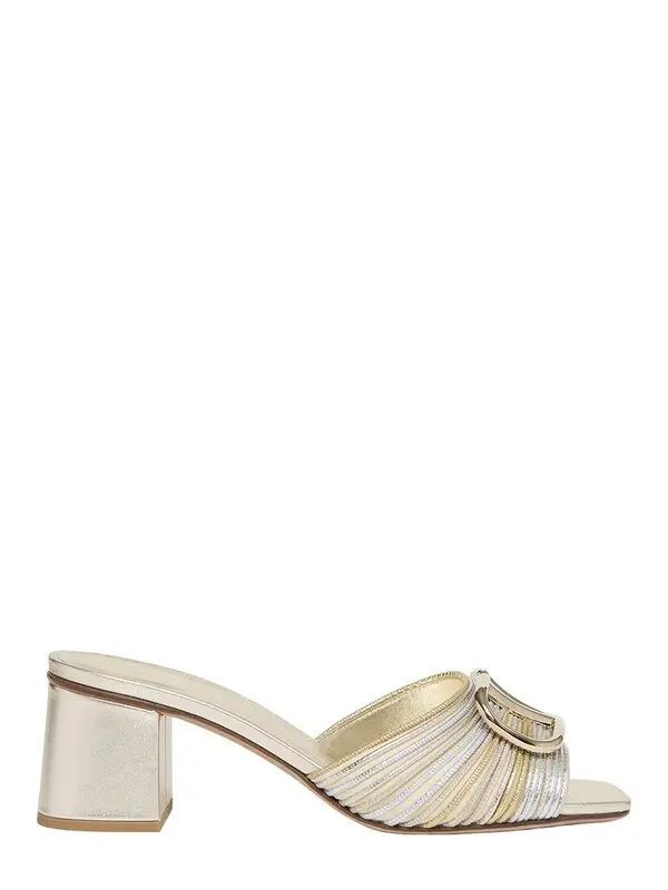 Valentino Garavani Vlogo Metallic Medallion Slides - Bj1 Silver/platinoantique Brass Light