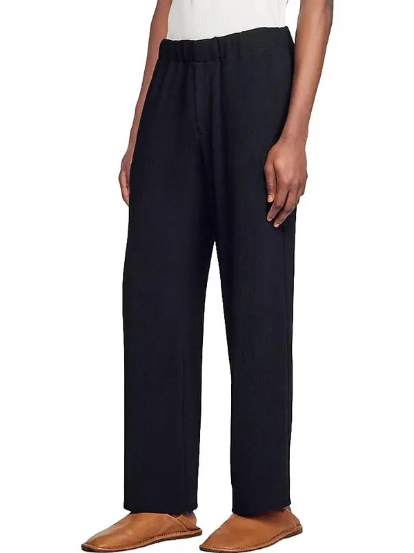 Sandro Micropleated Wide Leg Pants - Black