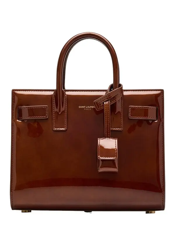 Saint Laurent Sac De Jour Nano Top-handle Bag In Patent Leather - Chataigne