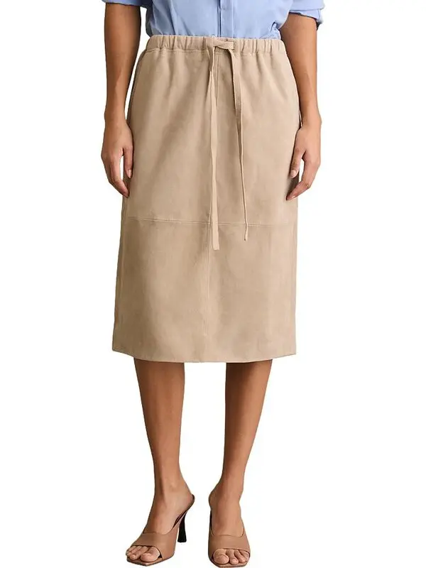 REISS Meagan Leather Skirt - Neutral