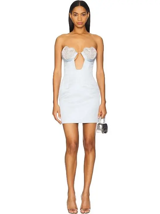 Marianna Senchina Mermaid Mini Dress - Blue With Silver Crystals