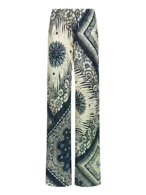Roberto Cavalli Bandana-print Trousers - Blue