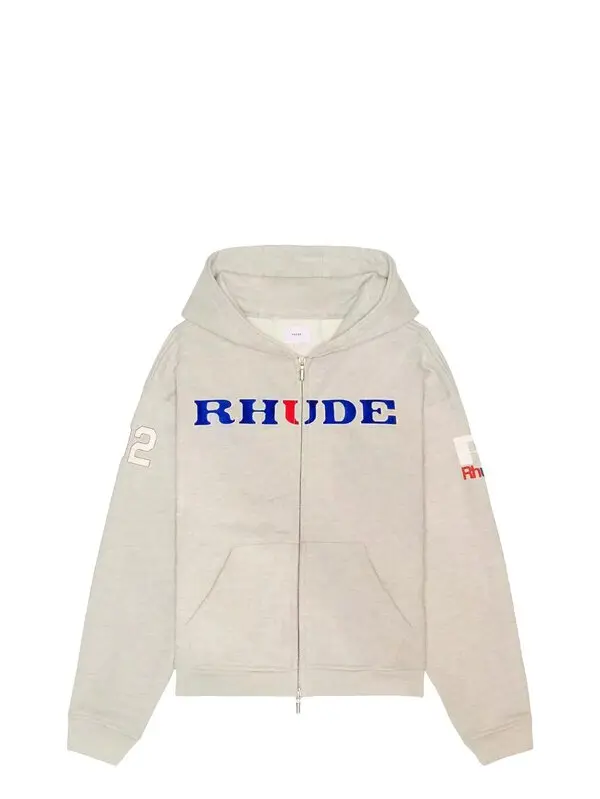 Rhude Racing Zip-up Hoodie - Grey