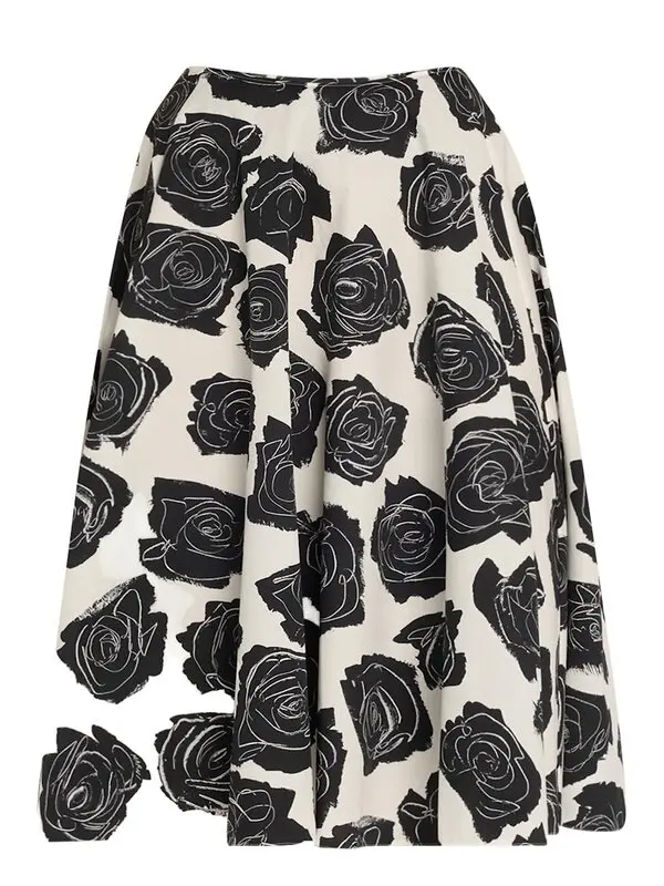 Marni Rose-printed Flare Midi Skirt - Lily/white