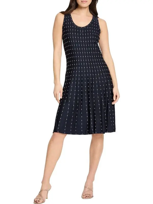 NIC+ZOE Falling Dot Flared Knit Dress - Indigo Multi