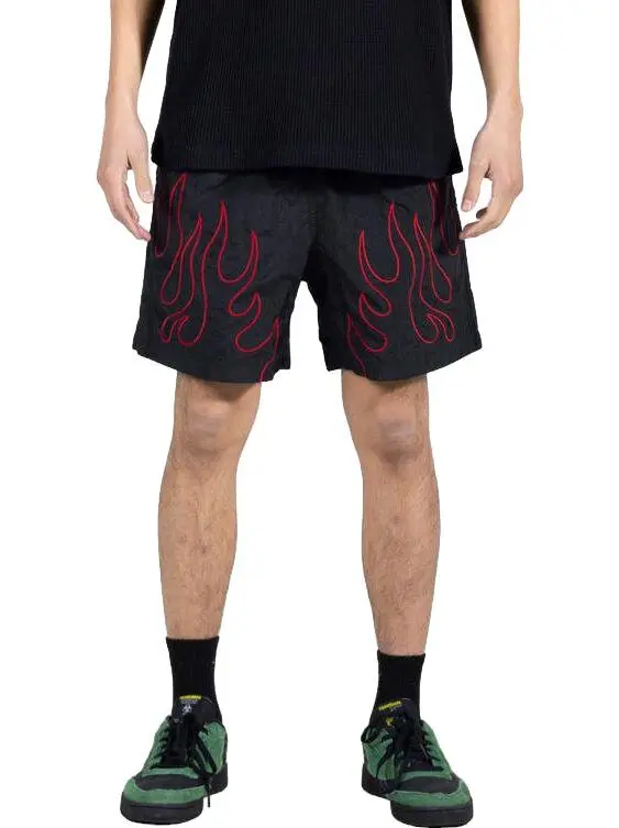 PLEASURES Fiery Nylon Running Shorts - Black