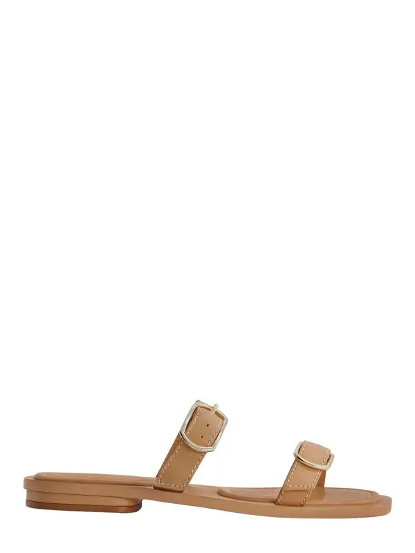 Bernardo Arta Dual Buckle Slide Sandals - Dune Glove Leather