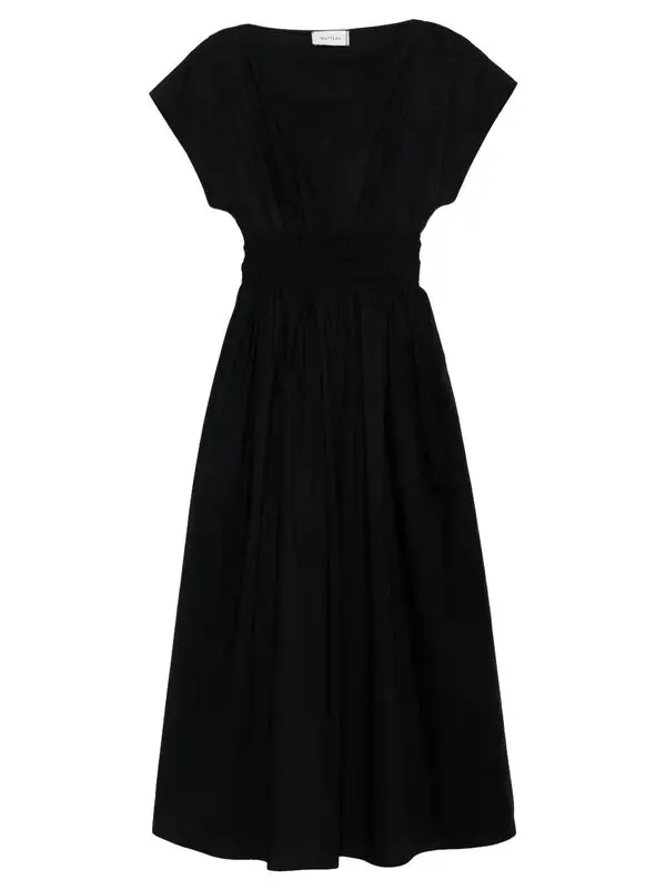 Matteau Shirred-waist Midi Dress - Black