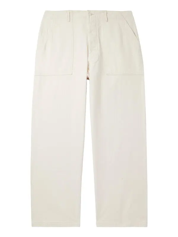 ORSLOW Straight-leg Herringbone Cotton Trousers - Neutrals