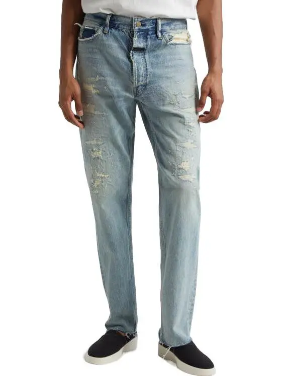 Fear Of God Rip & Repair Straight Leg Jeans - Repaired Indigo 2