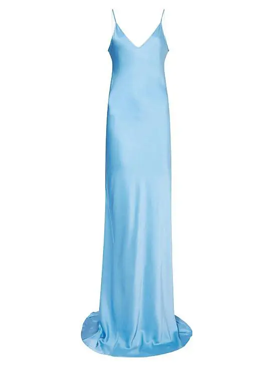 Victoria Beckham Open-back Woven Maxi Dress - Sky Blue