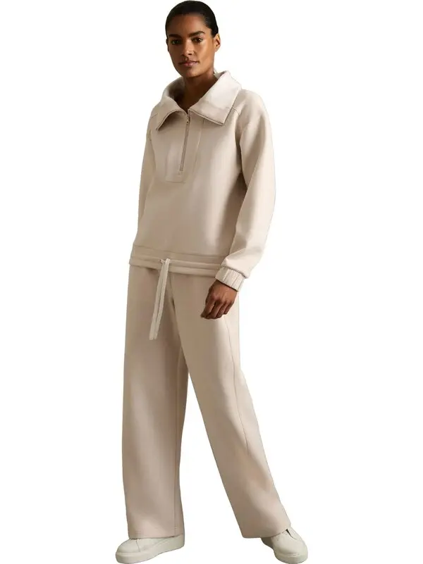 REISS Laney Interlock Wide-leg Drawstring Joggers - Stone
