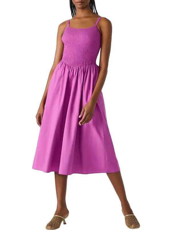 Steve Madden Smocked Bodice Sundress - Radiant Orchid