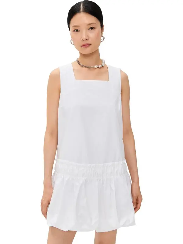 English Factory Shirring Detailed Sleeveless Mini Dress - White