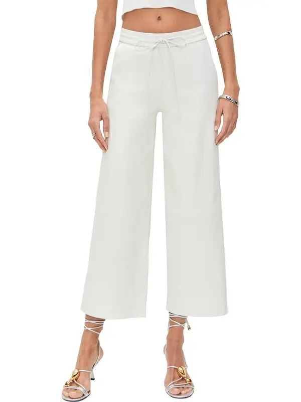 Sprwmn Leather Cropped Pants - White