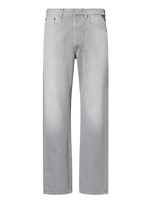 REPLAY Washed Straight-leg Denim Jeans - Superlight Grey
