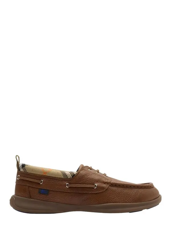 Burberry Decker Leather Boat Shoes - Pinecone