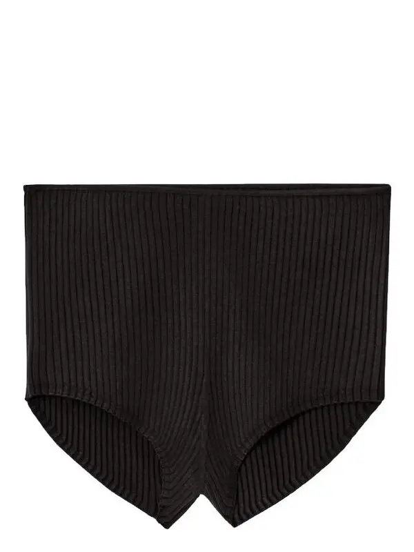 Cos Rib-knit Silk Micro Shorts - Brown