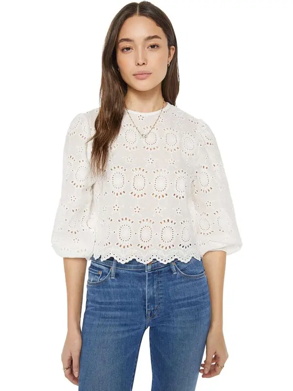 Natalie Martin Lisa Top Medallion Embroidery Salt - White