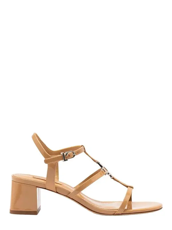Larroude Hana Block Heel Mules - Tan