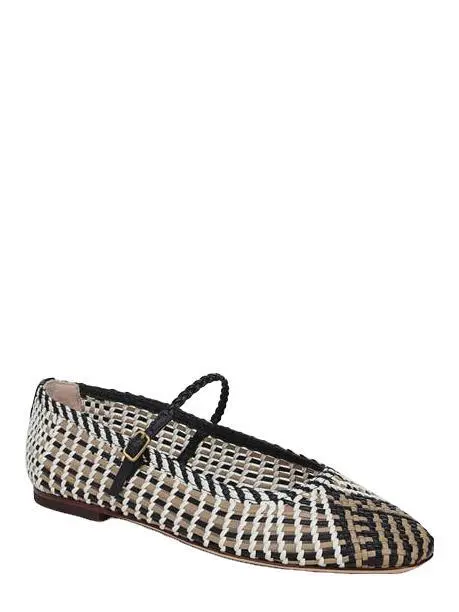 Veronica Beard Ellie Woven Flats - Eclipse/ Coconut Sand