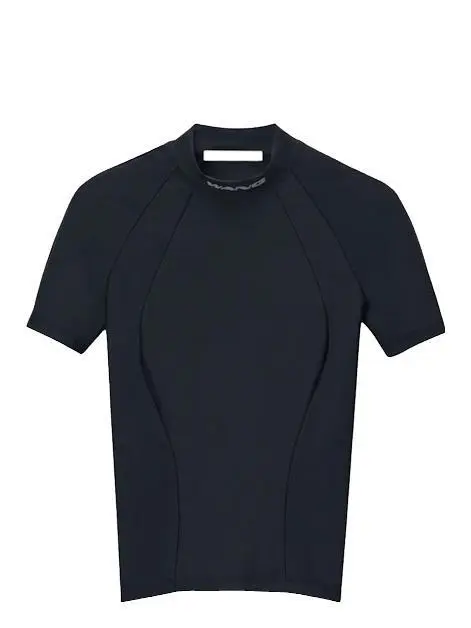 Alexander Wang Short Sleeve Mock Neck Top - Black