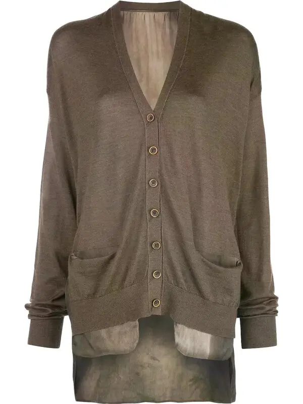 UMA WANG Buttoned Fine Knit Cardigan - Brown