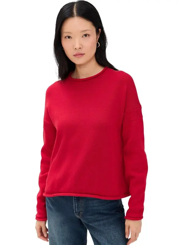 ALEX MILL Mariner Rollneck Cotton Sweater - Red